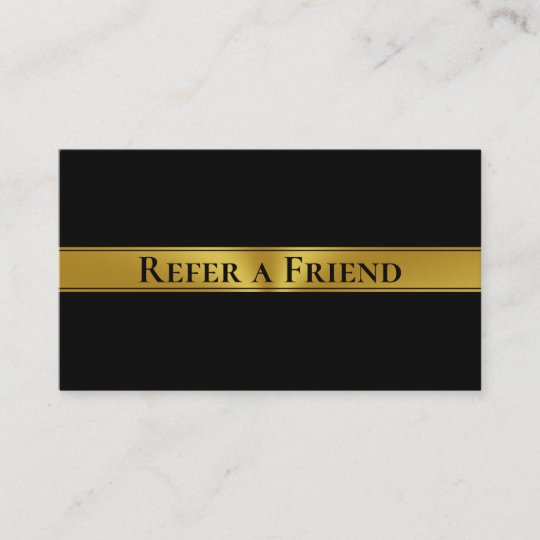 Elegant Black and Faux Gold Refer a Friend Referral Card | Zazzle.com