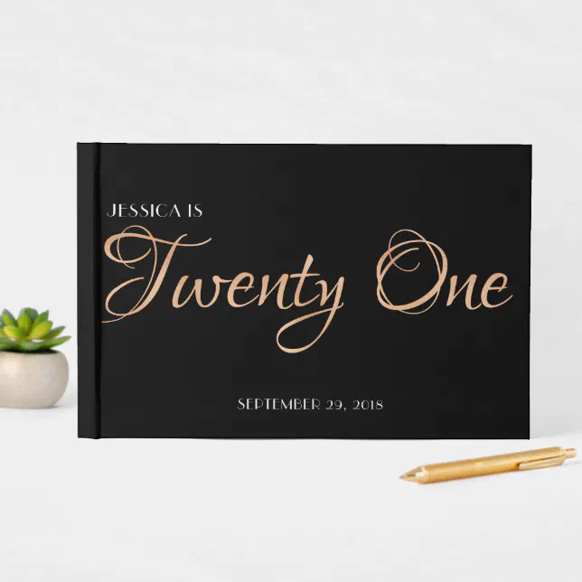 Elegant Black and Gold 21st Birthday Guest Book | Zazzle