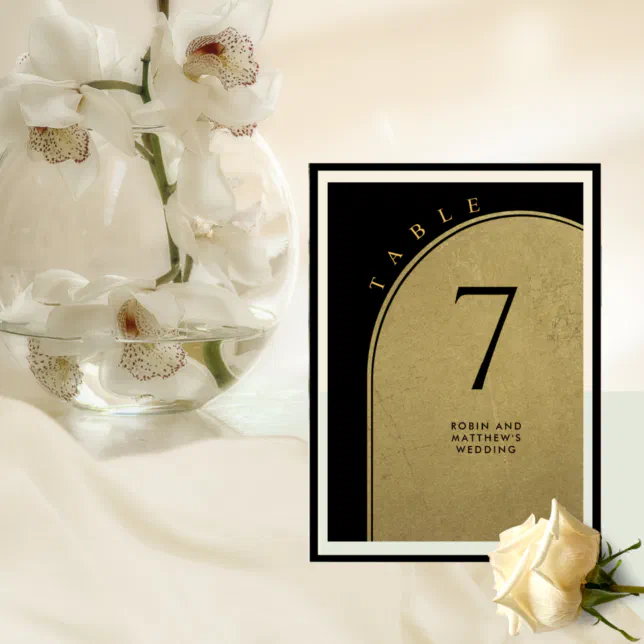 Elegant Black and Gold, Arch Wedding Table Number | Zazzle