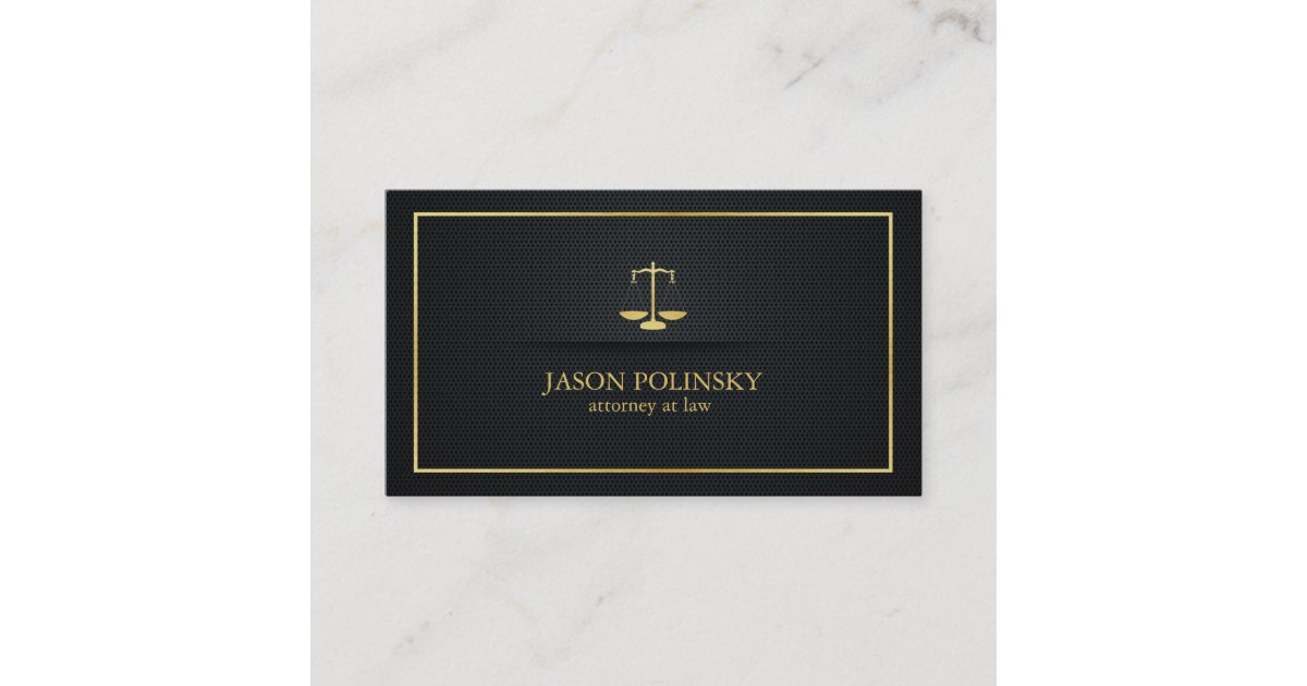 Elegant Black and Gold Attorney At Law Business Card | Zazzle