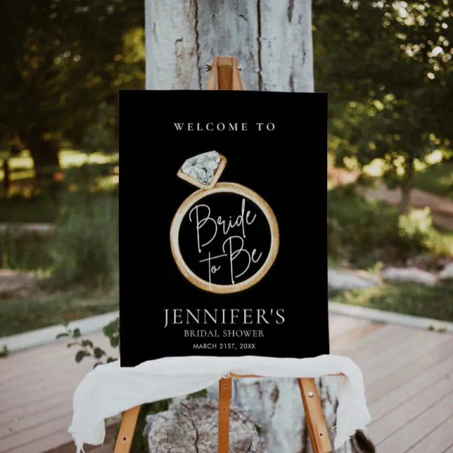 Elegant Black and Gold Bride to Be Welcome Sign | Zazzle
