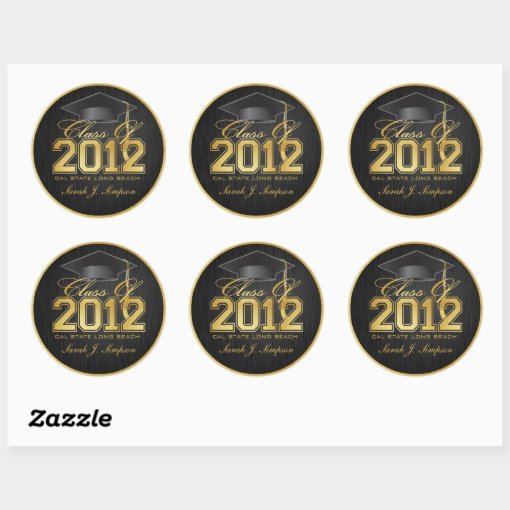 Elegant Black and Gold Class of 2012 Stickers | Zazzle