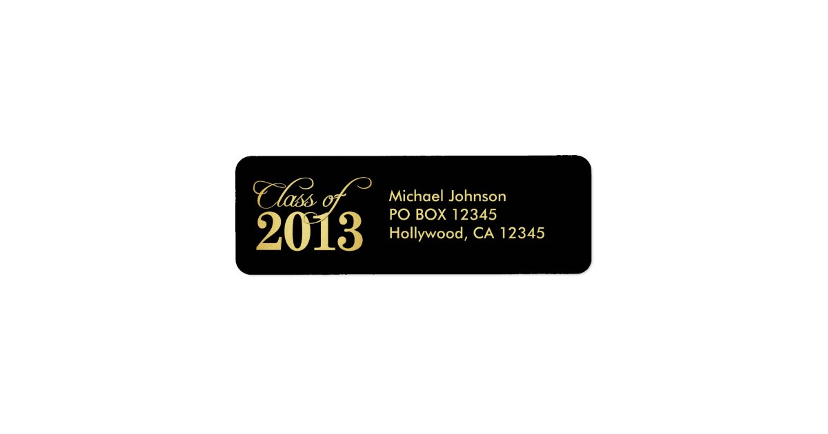 Elegant Black and Gold Class of 2013 Label | Zazzle