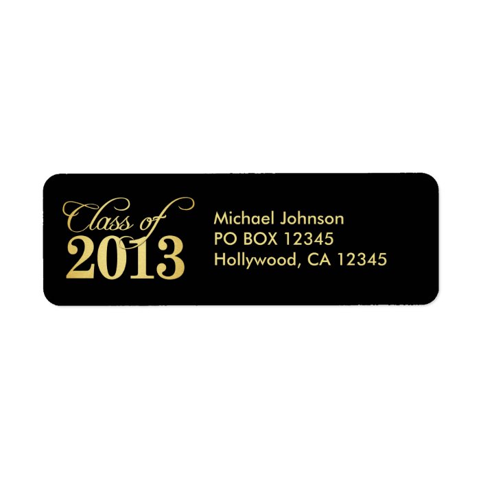 Elegant Black and Gold Class of 2013 Label | Zazzle.com