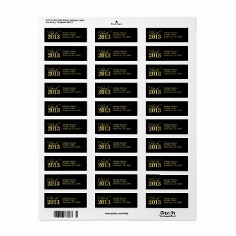 Elegant Black and Gold Class of 2013 Label | Zazzle