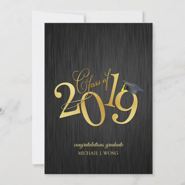 Elegant black and gold Class of 2019 graduation Invitation | Zazzle