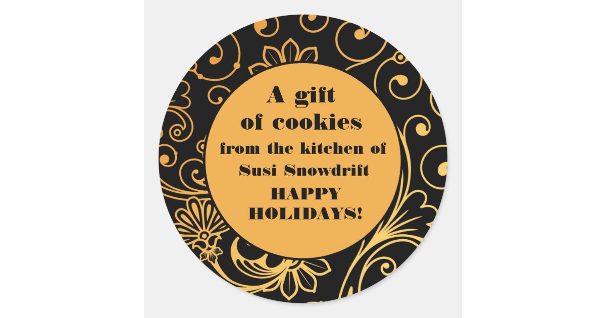 Elegant Black and Gold Cookie Tin Labels | Zazzle