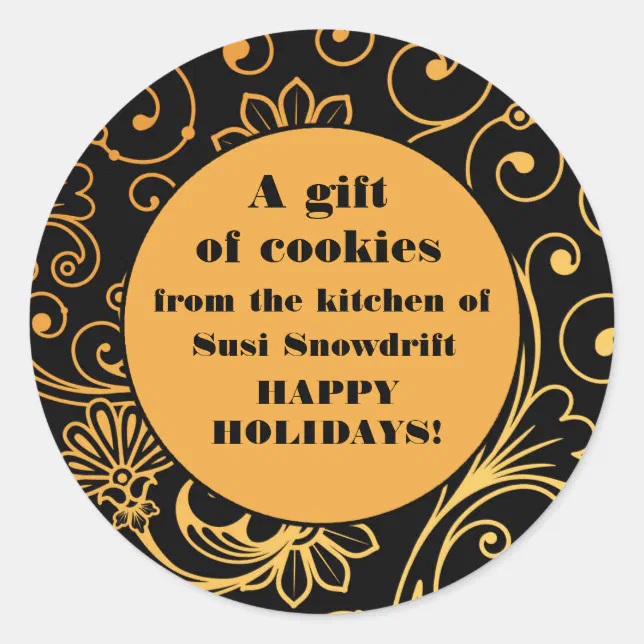 Elegant Black and Gold Cookie Tin Labels | Zazzle