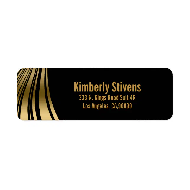 Elegant Black And Gold Dynamic Stripes Label | Zazzle