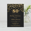 Elegant Black And Gold Eighty 80th Birthday Invitation | Zazzle
