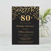Elegant Black And Gold Eighty 80th Birthday Invitation | Zazzle