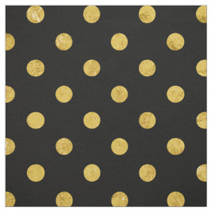 Elegant polka dots - Black Gold Fabric | Zazzle