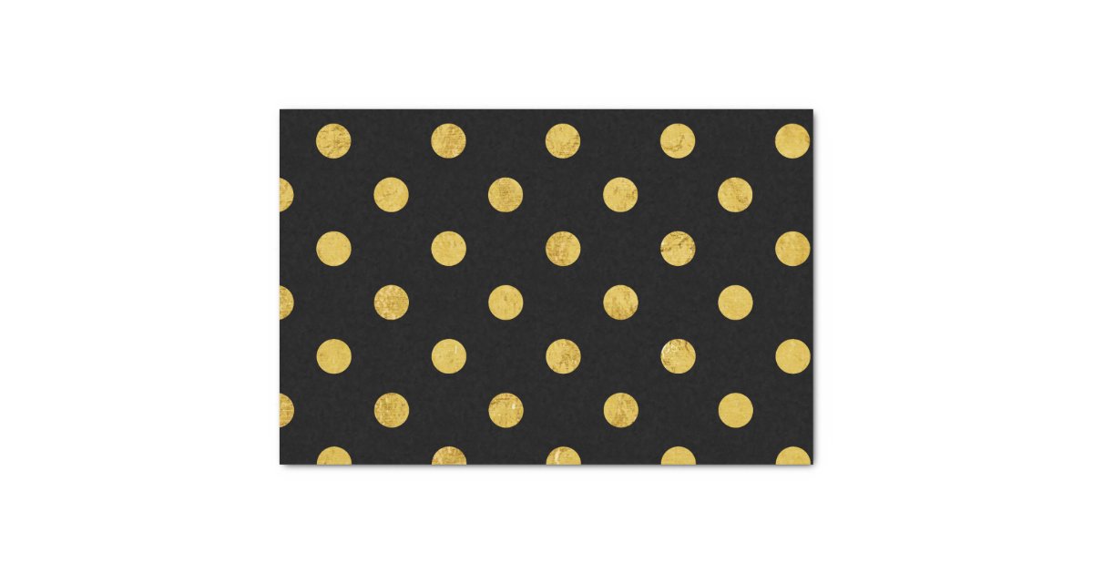 Elegant Black And Gold Foil Polka Dot Pattern Tissue Paper | Zazzle