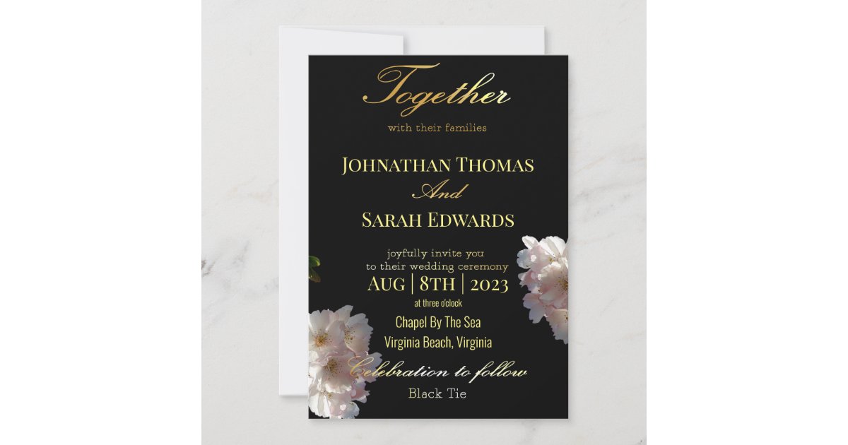 Elegant Black And Gold Formal Wedding Invitation | Zazzle
