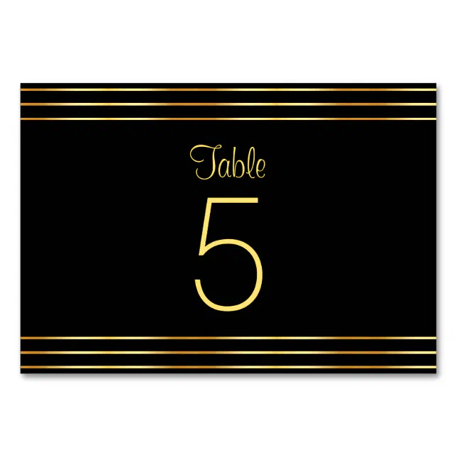 Elegant Black And Gold Glamorous Template Modern Table Number | Zazzle