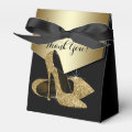Elegant Black and Gold Glitter High Heel Shoe Favor Boxes | Zazzle
