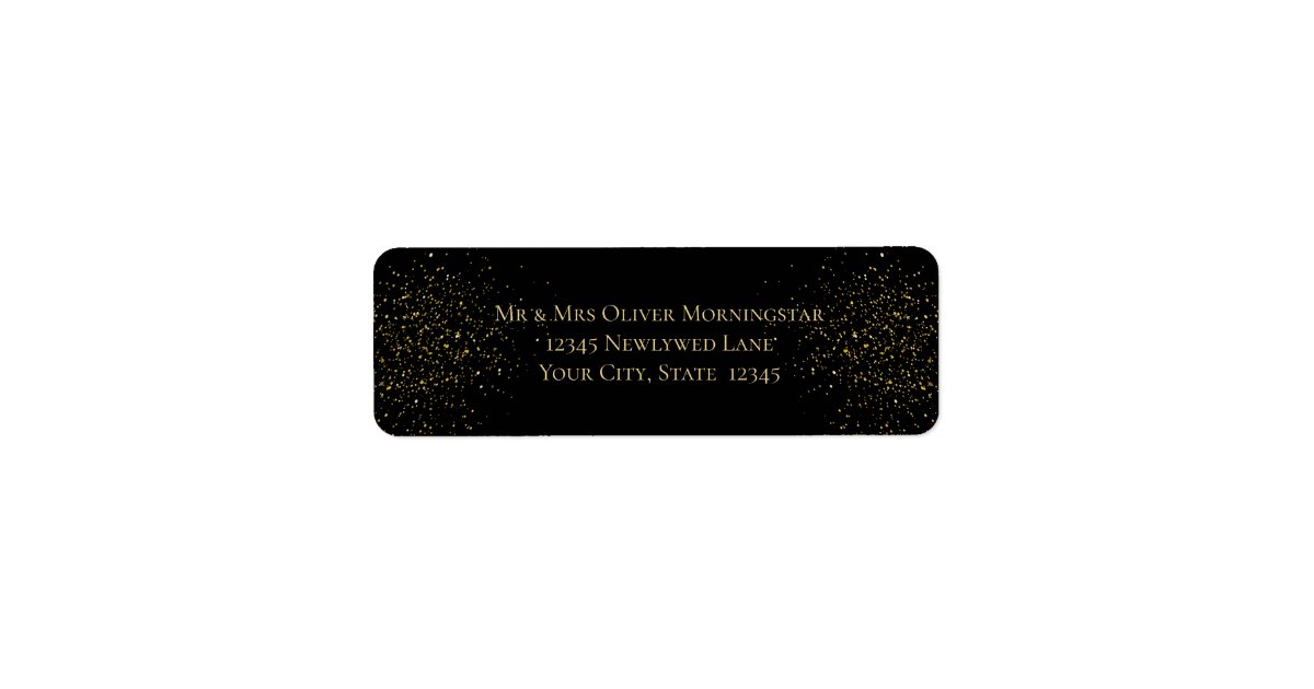 Elegant Black and Gold Glitter Label | Zazzle