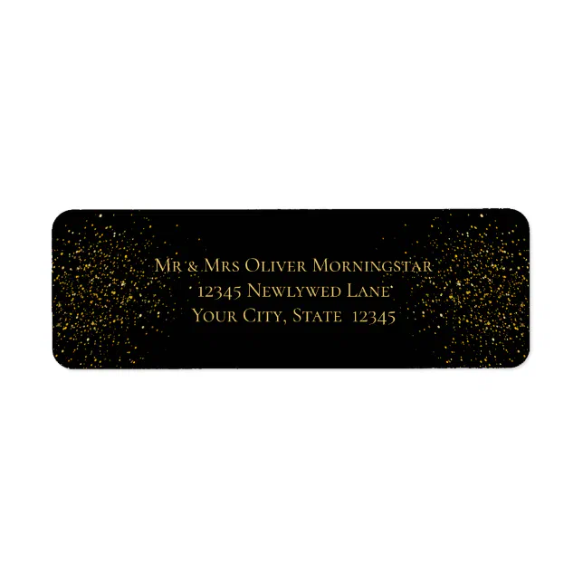 Elegant Black and Gold Glitter Label | Zazzle