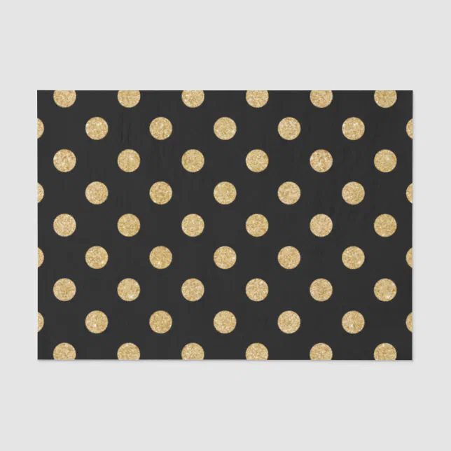 Elegant Black And Gold Glitter Polka Dots Pattern Tissue Paper | Zazzle