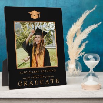 Elegant black and gold graduate photo graduation plaque | Zazzle