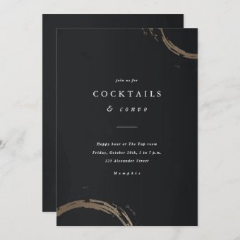 Elegant Black and Gold Happy Hour Invitation | Zazzle