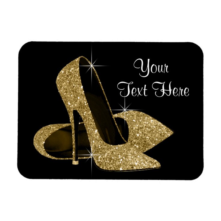 Elegant Black and Gold High Heel Shoe Magnets | Zazzle