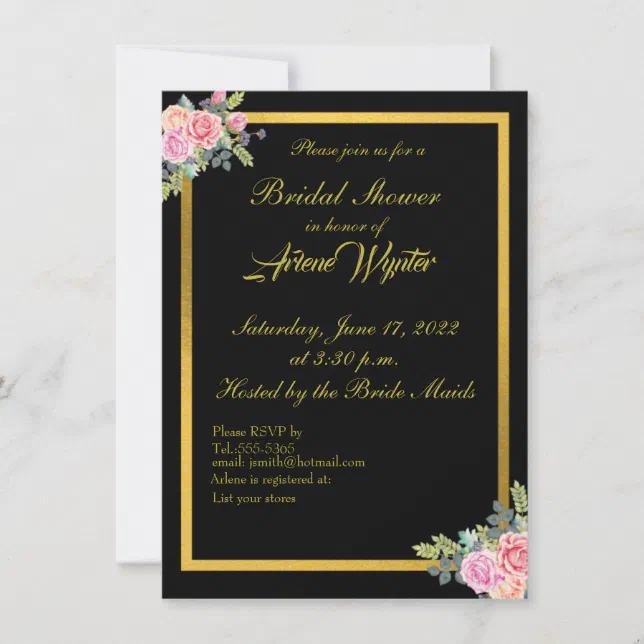 Elegant Black and Gold Invitation | Zazzle