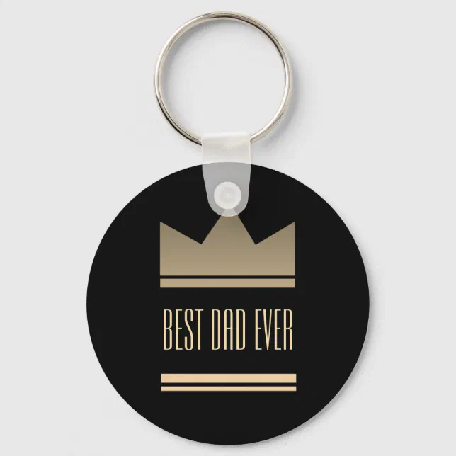 Elegant Black and Gold King Crown Best Dad Ever Keychain | Zazzle