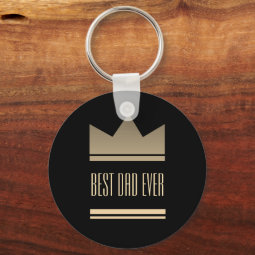 Elegant Black and Gold King Crown Best Dad Ever Keychain | Zazzle