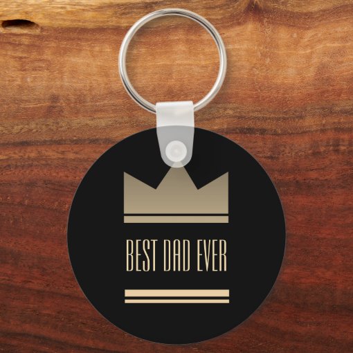 Elegant Black and Gold King Crown Best Dad Ever Keychain | Zazzle