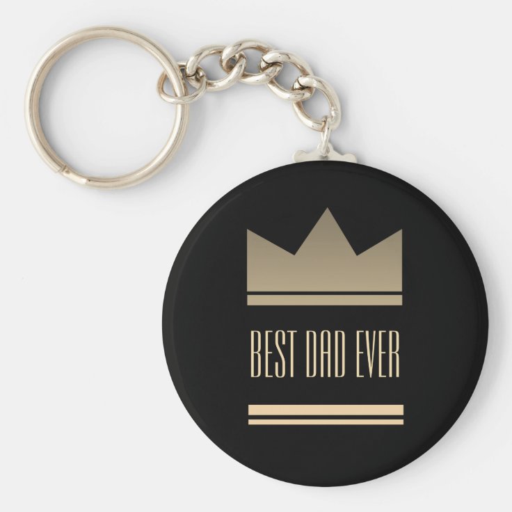 Elegant Black and Gold King Crown Best Dad Ever Keychain | Zazzle