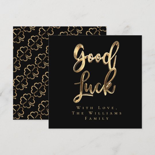 Elegant Black and Gold Look Clovers Good Luck Holiday Card | Zazzle.com