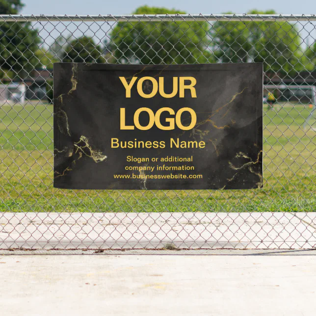 Elegant Black and Gold Marble Business Slogan Banner | Zazzle