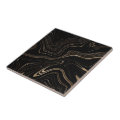 Elegant Black And Gold Marble Pattern Aestetic Ceramic Tile | Zazzle