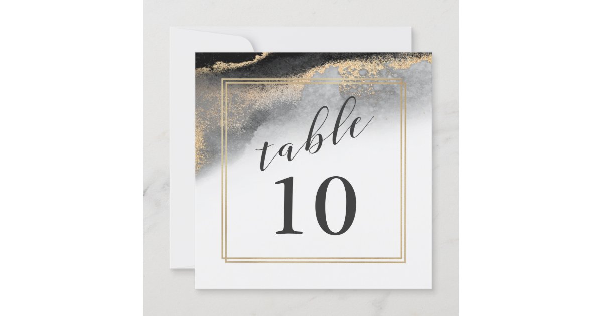 Elegant Black and Gold Marble Table Number | Zazzle