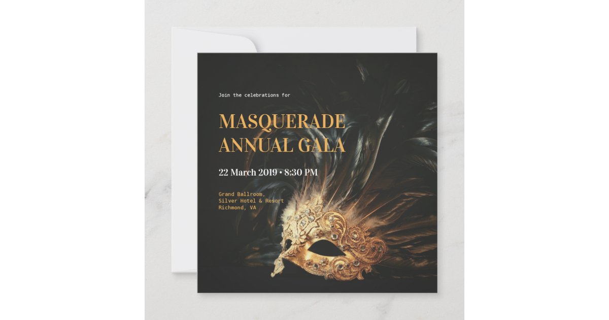 Elegant Black and Gold Masquerade Gala Invitation | Zazzle