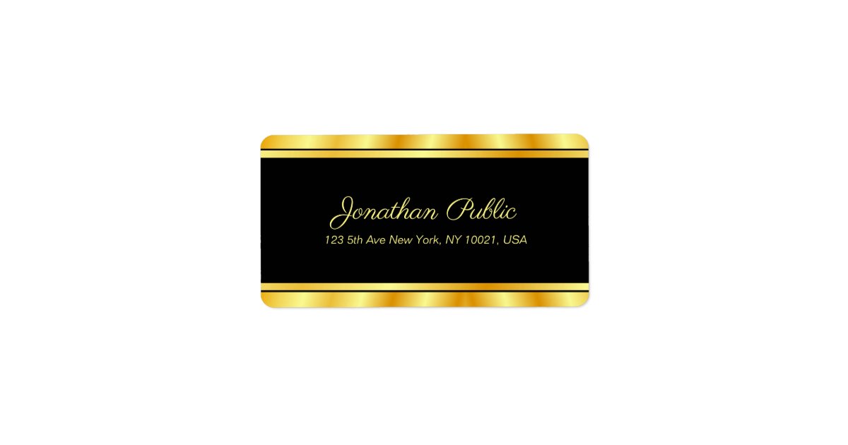 Elegant Black And Gold Modern Template Handwritten Label | Zazzle