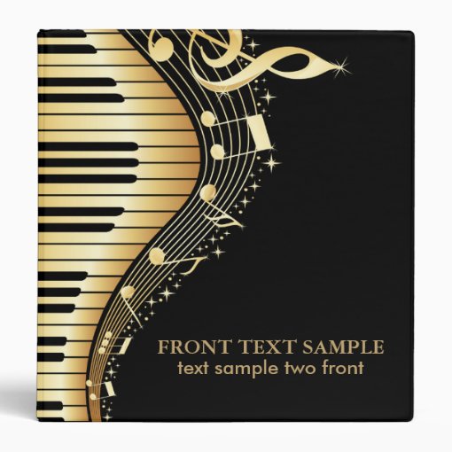 Elegant Black And Gold Music Notes Design 3 Ring Binder | Zazzle