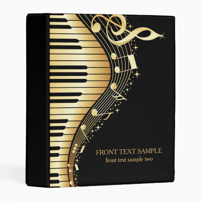 Elegant Black And Gold Music Notes Mini Binder | Zazzle