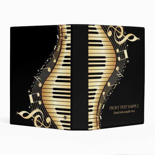 Elegant Black And Gold Music Notes Mini Binder | Zazzle