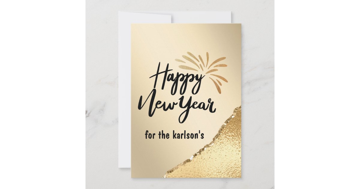 ELEGANT BLACK AND GOLD NEW YEAR HOLIDAY CARD | Zazzle