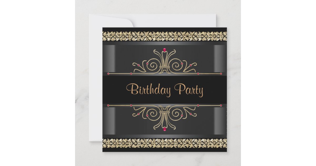 Elegant Black and Gold Party Invitation | Zazzle