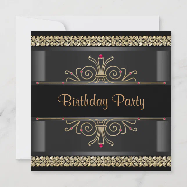 Elegant Black and Gold Party Invitation | Zazzle