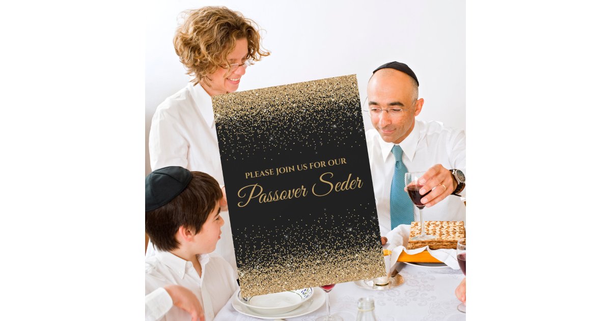 Elegant Black and Gold Passover Seder Invitation | Zazzle