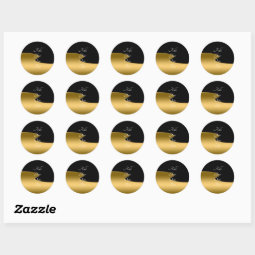 Elegant Black and Gold Pattern Classic Round Sticker | Zazzle