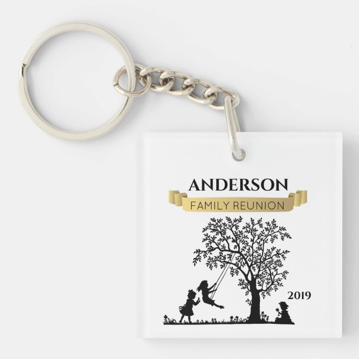 Elegant Black and Gold Personalized Family Reunion Keychain | Zazzle.com