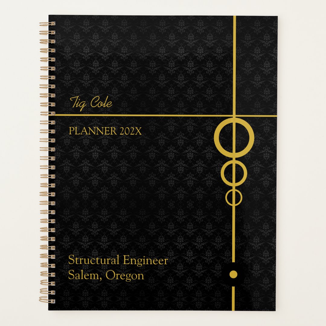 Elegant Black and Gold Personalized Planner | Zazzle