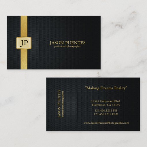 Elegant Black and Gold Professional Photographer Business Card | Zazzle