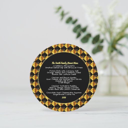 Elegant Black And Gold Rhombus Menu | Zazzle