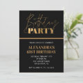 Elegant Black and Gold Script 61st birthday party Invitation | Zazzle